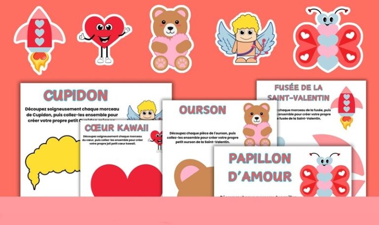 Bricolage St-Valentin à imprimer : occupez les petites mains avec amour