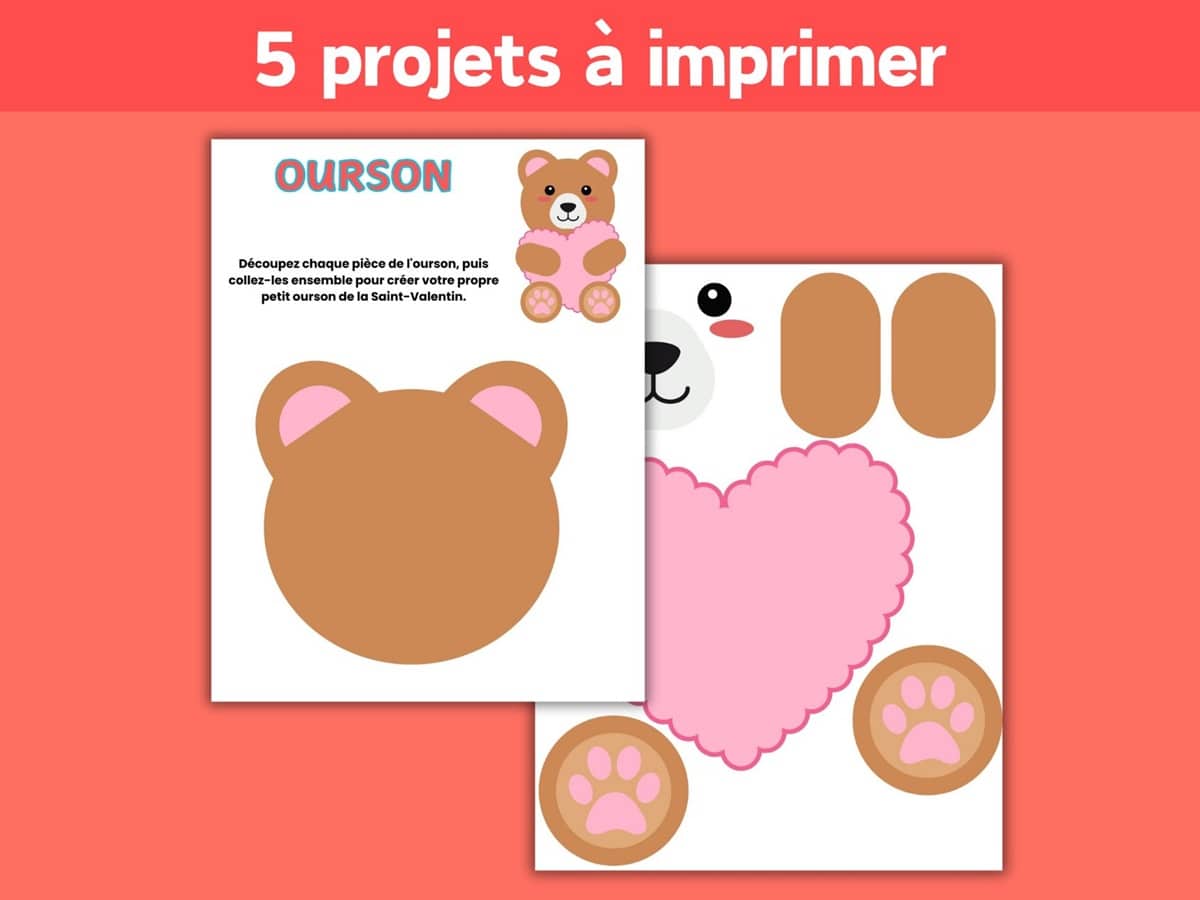 Bricolage St-Valentin à imprimer : occupez les petites mains avec amour